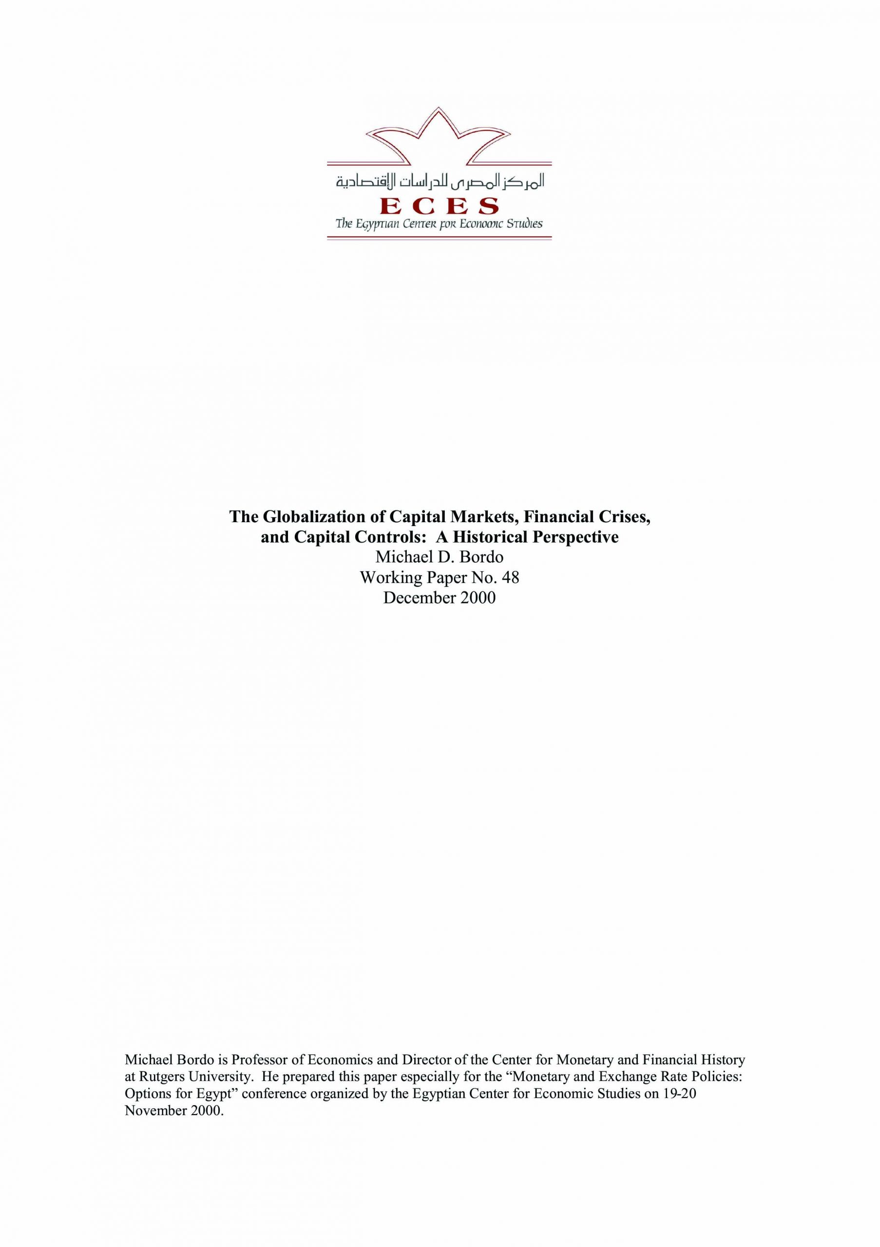 The Globalization of Capital Markets, Financial Crises, and Capital ...