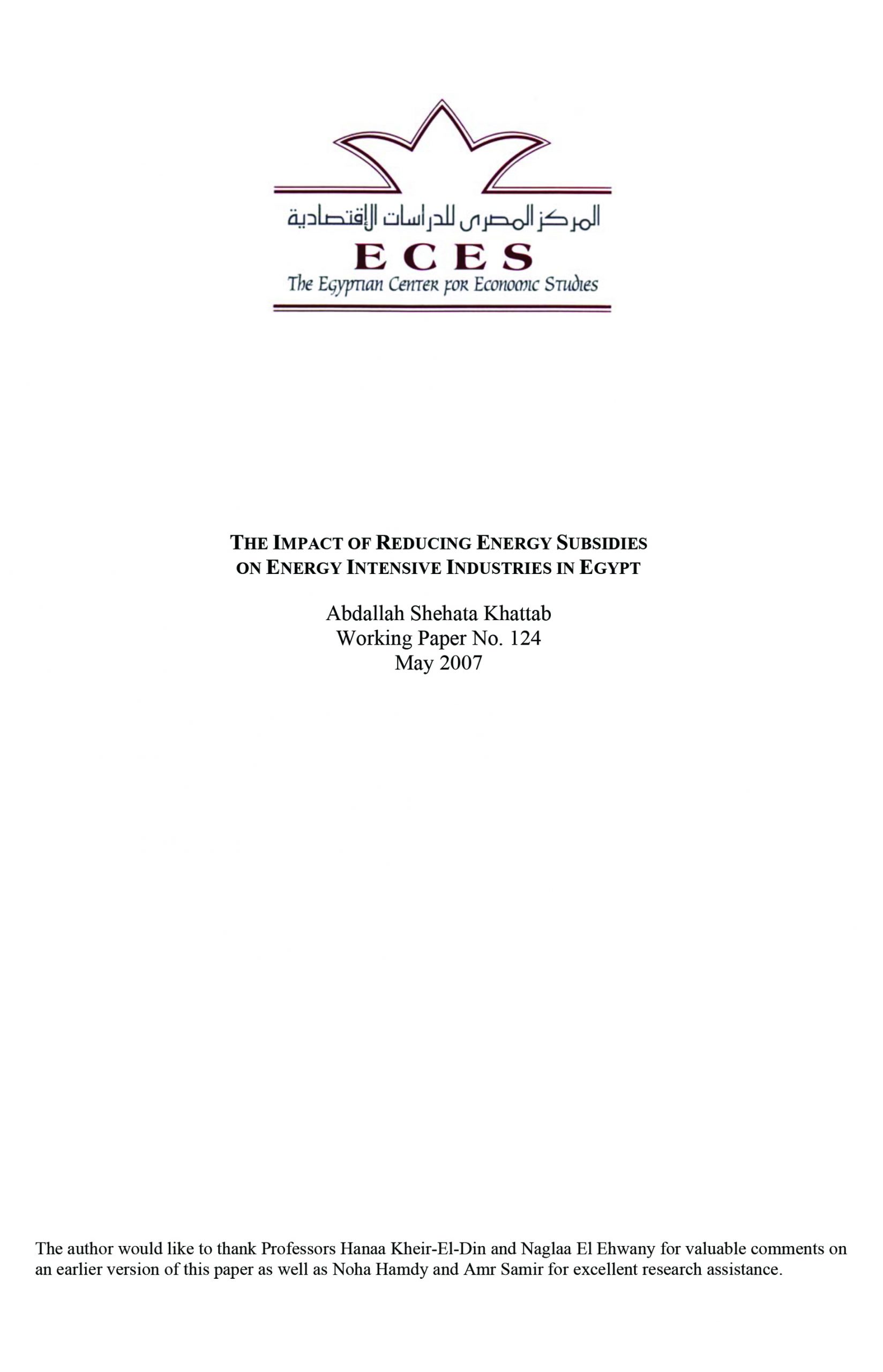 The Impact of Reducing Energy Subsidies on Energy Intensive Industries ...