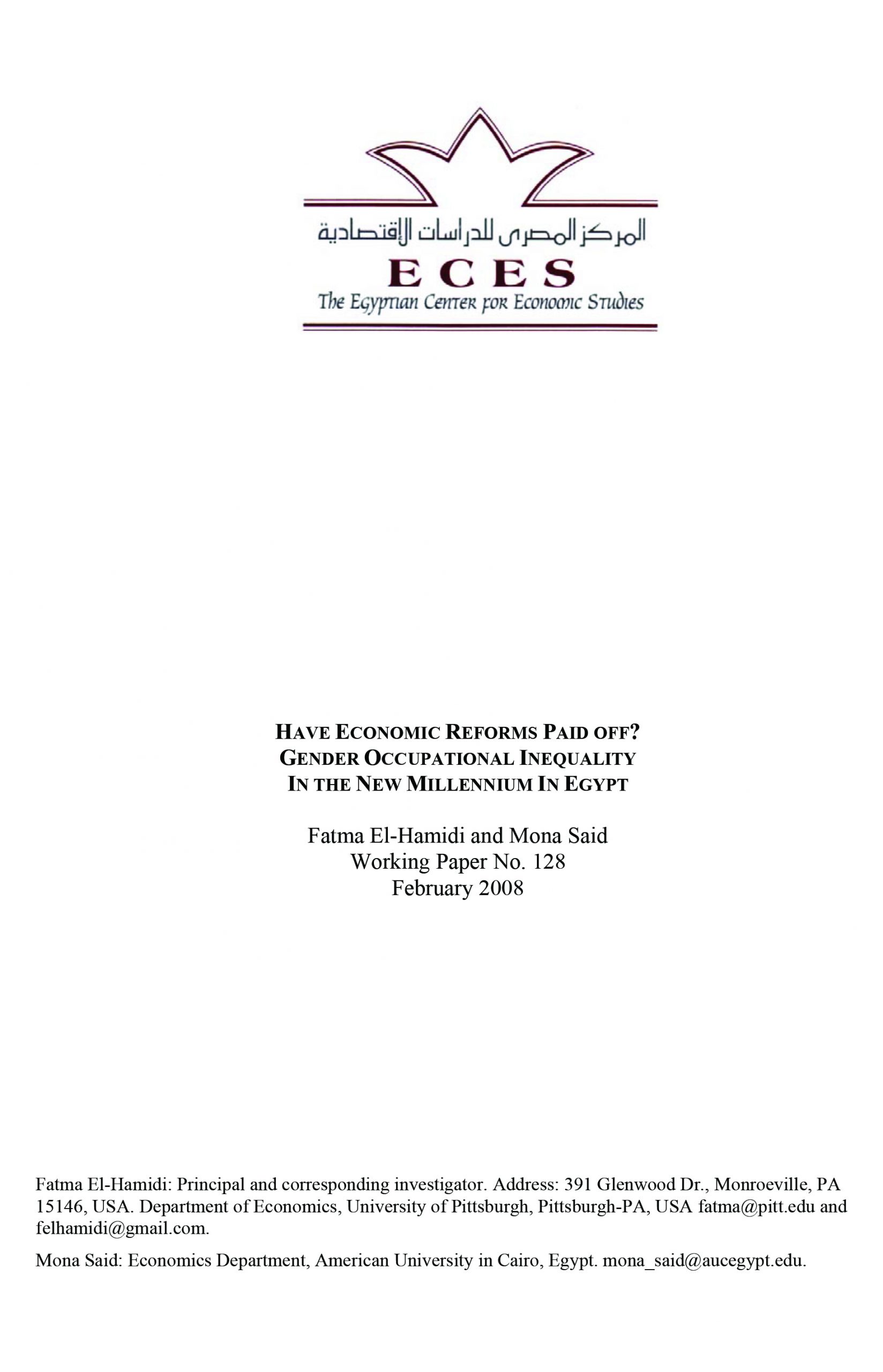 Have Economic Reforms Paid Off? Gender Occupational Inequality in the ...