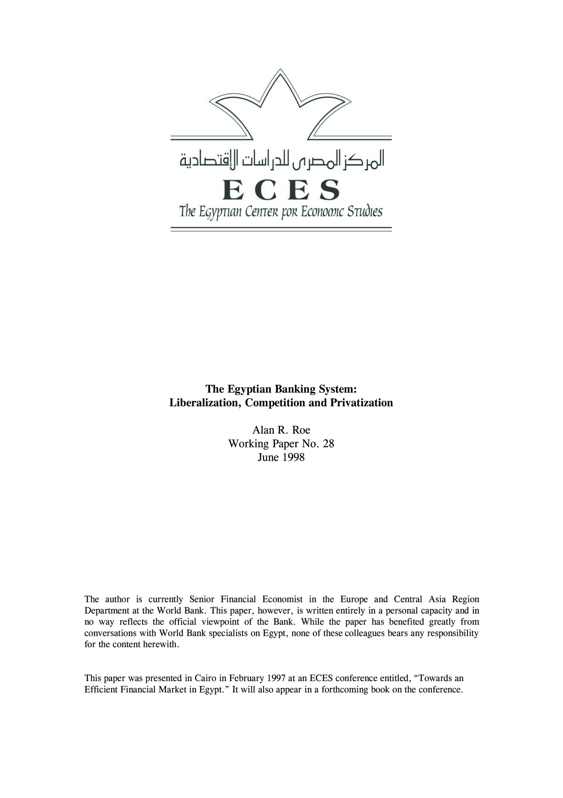 The Egyptian Banking System Liberalization Competition and ...