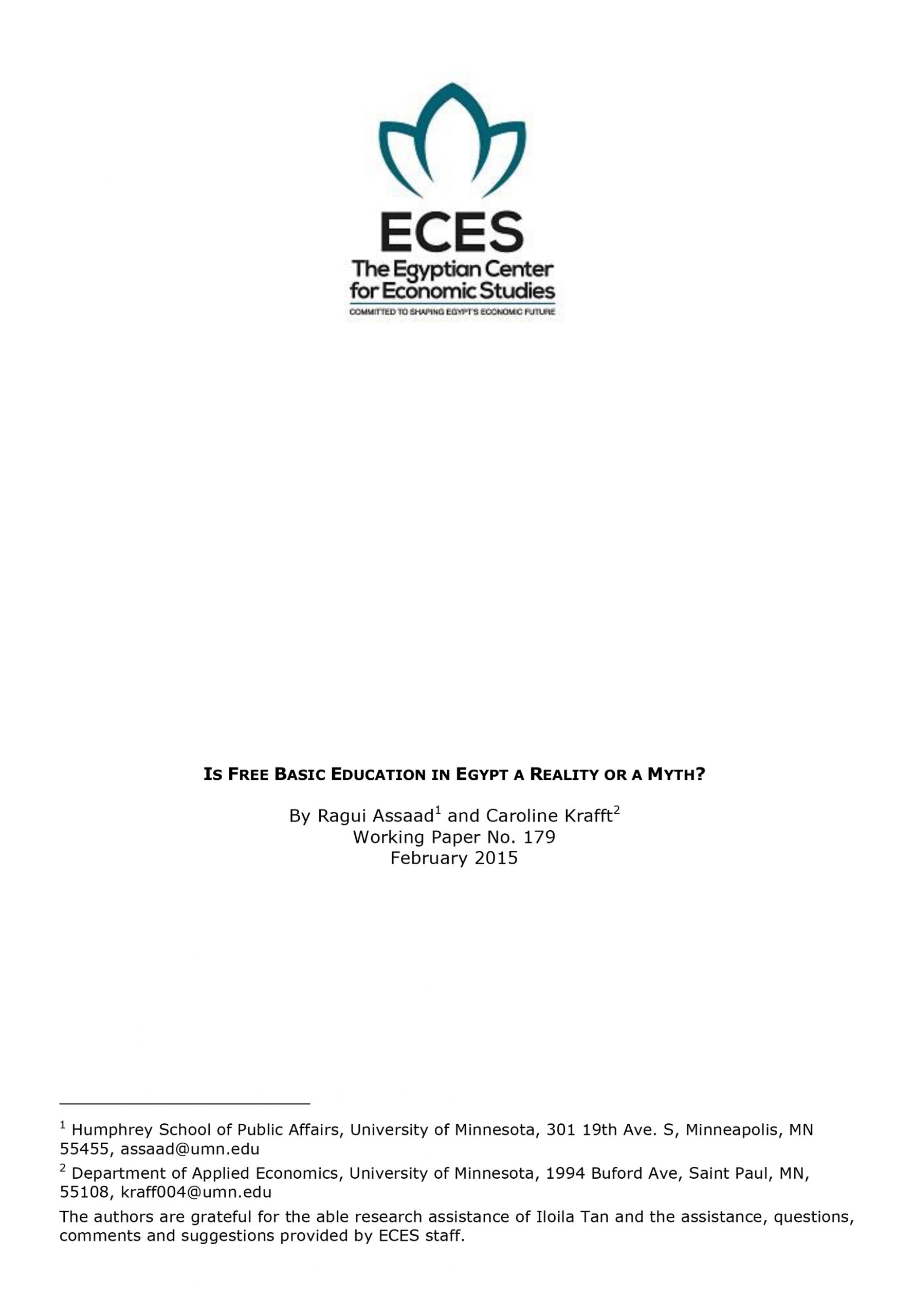 Is Free Basic Education in Egypt a Reality or a Myth? - ECES