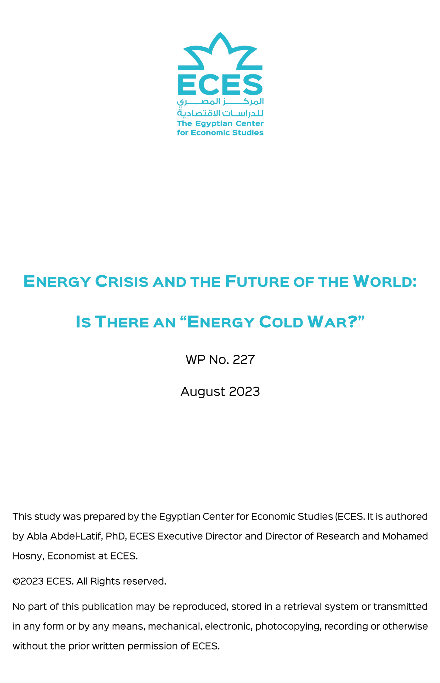 Energy Crisis and the Future of the World: is there an “Energy Cold War ...