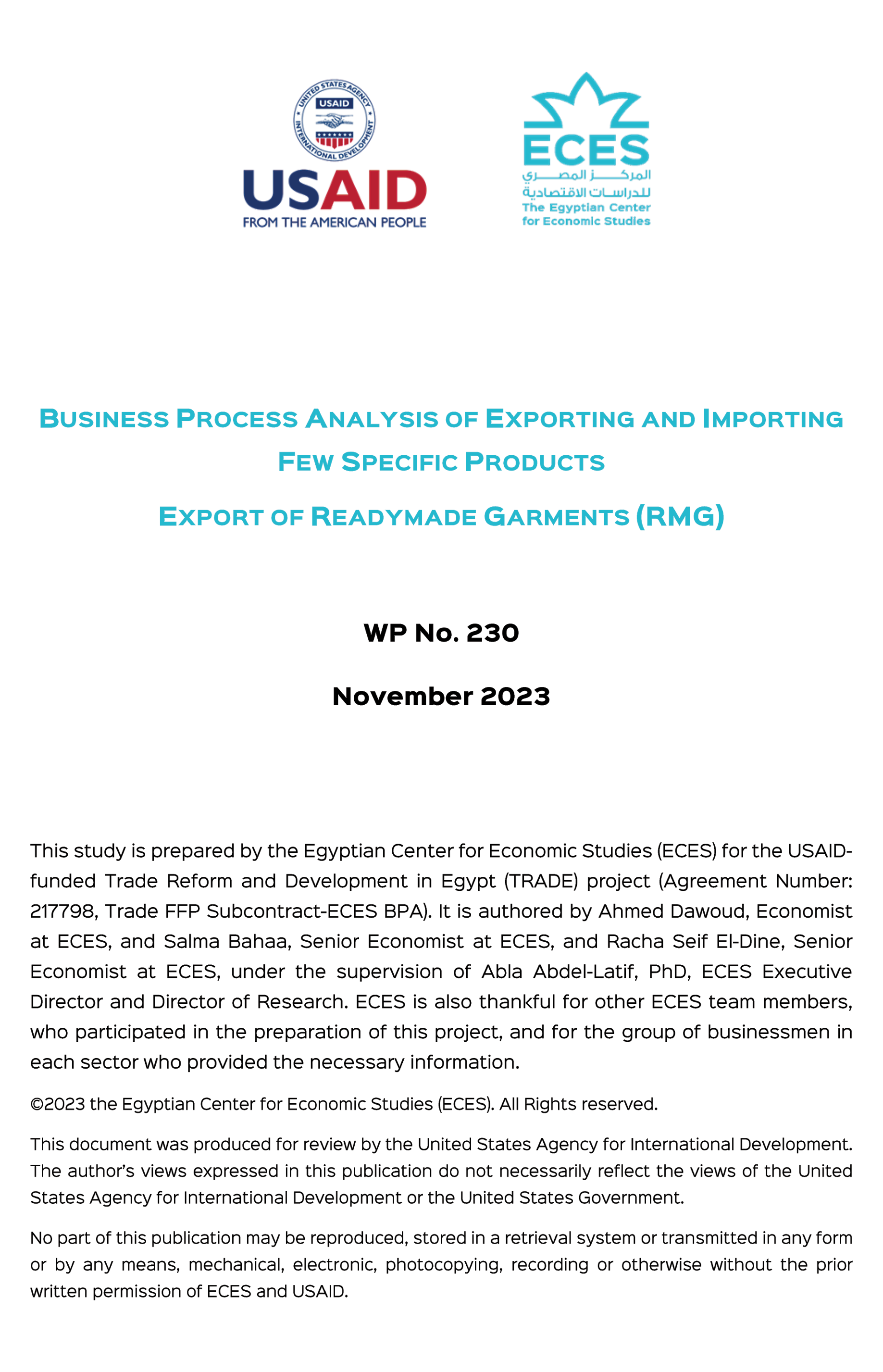 Business Process Analysis of Exporting and Importing Few Specific ...