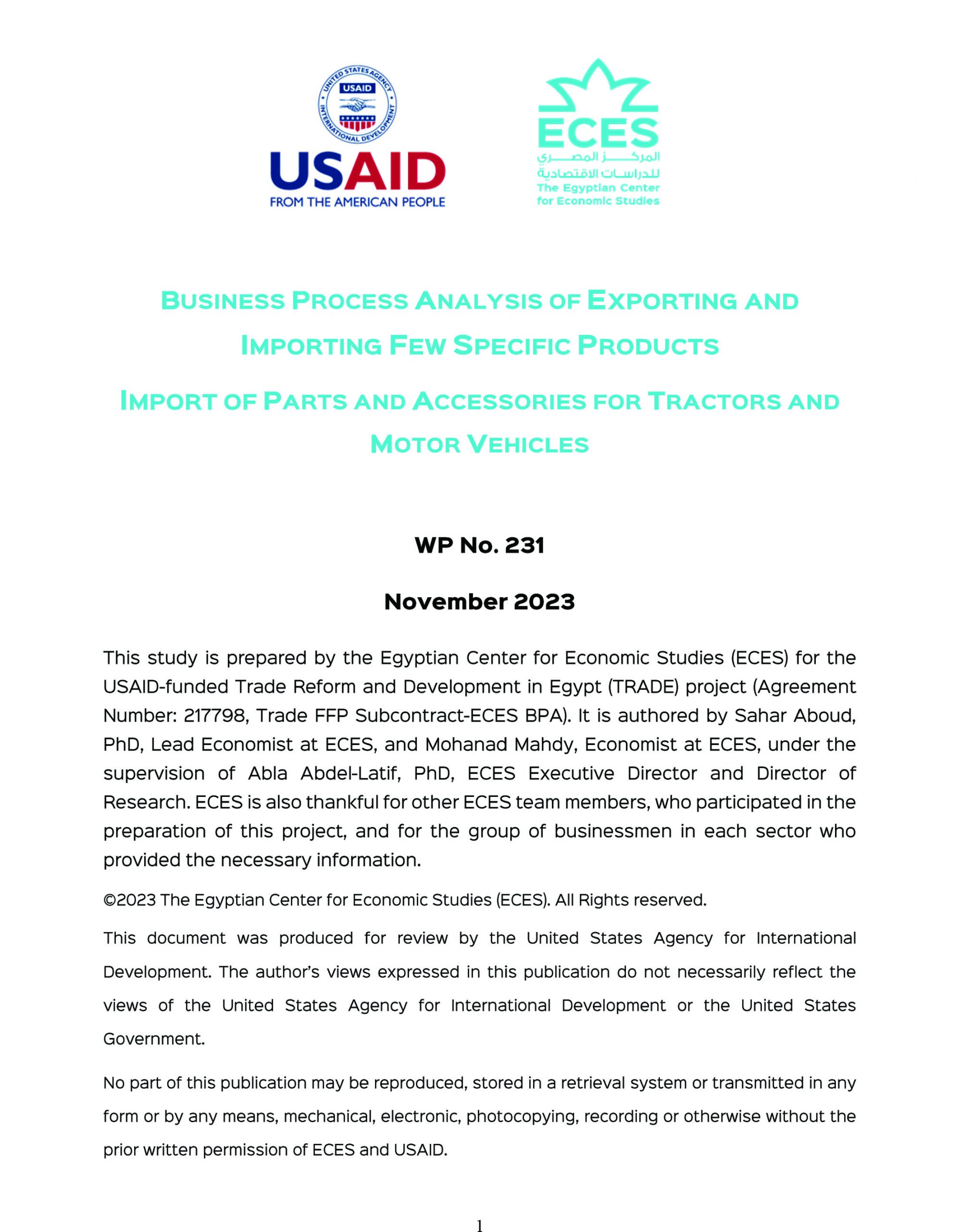 Business Process Analysis of Exporting and Importing Few Specific ...