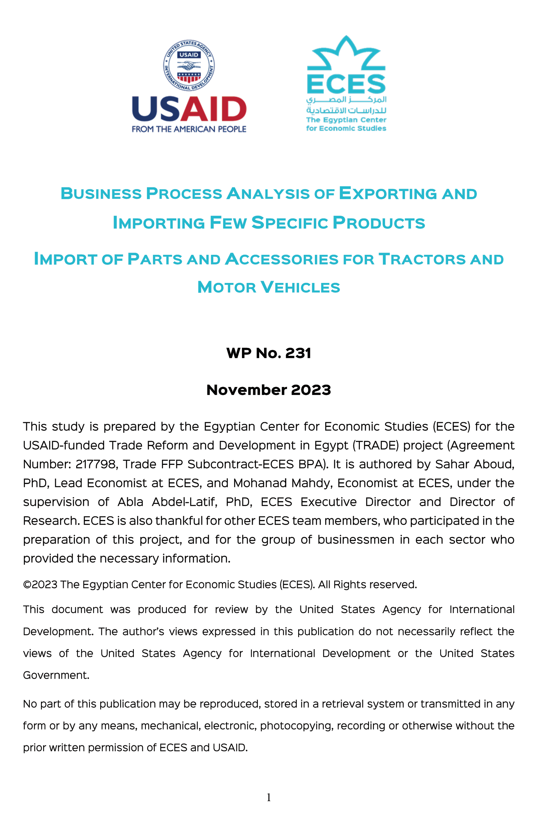 Business Process Analysis of Exporting and Importing Few Specific ...