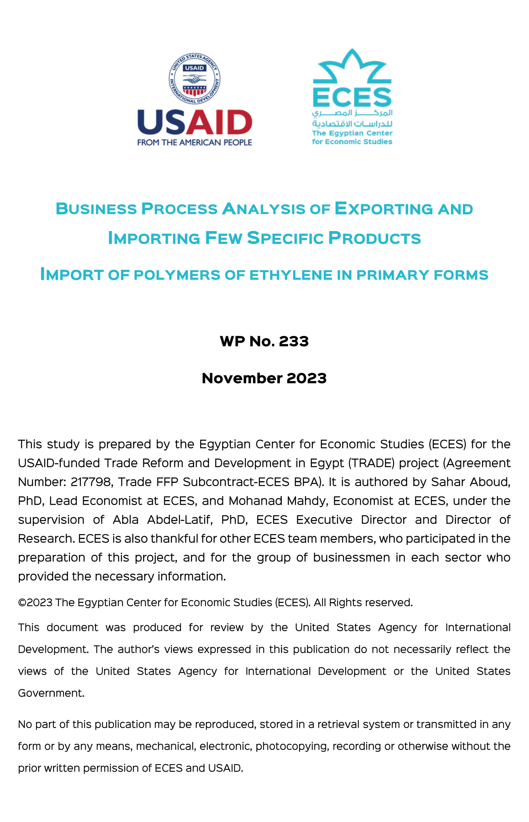 Business Process Analysis of Exporting and Importing Few Specific Products: Import of Polymers ...